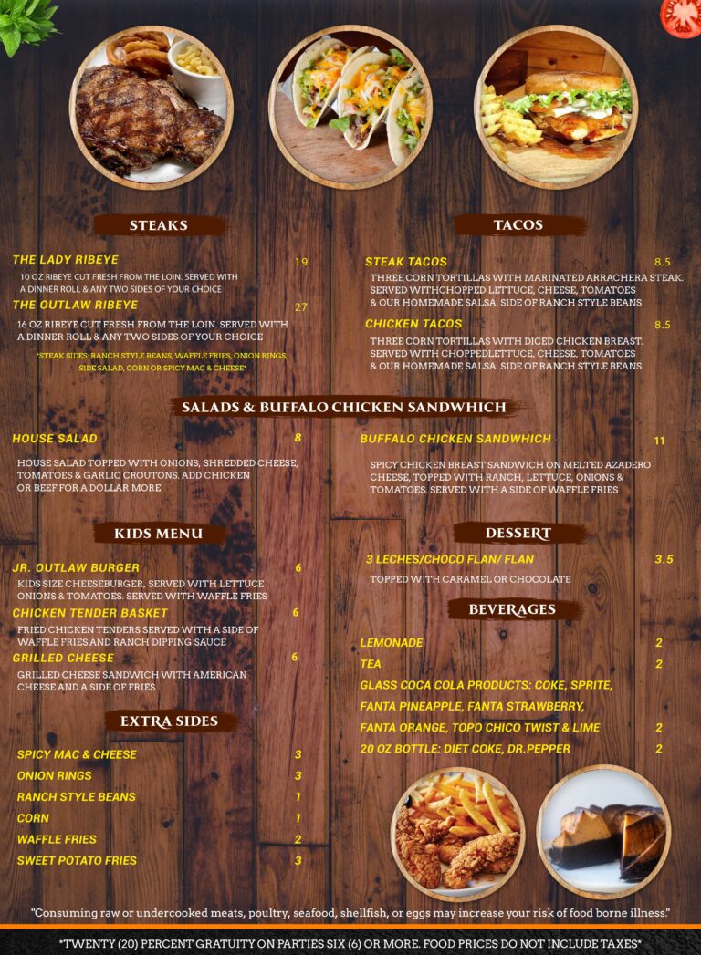 Menu - Outlaw Saloon